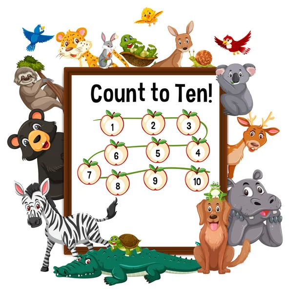 Cuenta Con Tabla Número 100 Con Ilustración Animales Salvajes Vector de ...