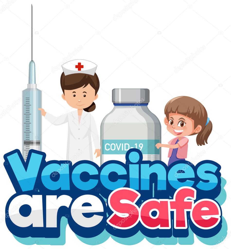 Vaccine are Safe fuente con jeringa e ilustraci n del frasco de vacuna 2024