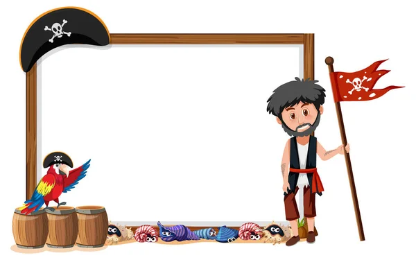 Pirate Man Empty Banner Isolated White Background Illustration Stock ...