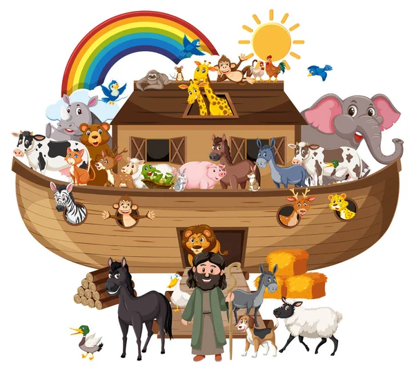 Animals Noah's Ark Floating Ocean Scene Illustration Stock Vector by ©brgfx 479404512