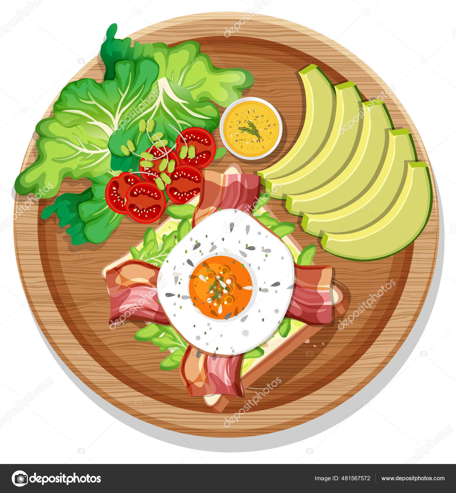 Top View Breakfast Set Dish Cartoon Style Isolated Illustration Stock ...