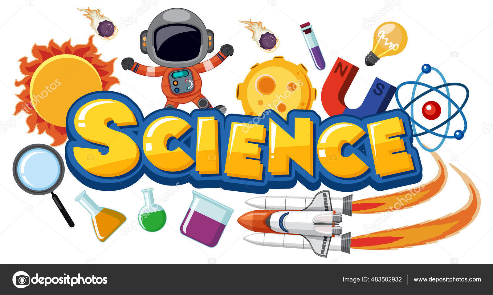 Science Text Icon Elements Illustration Stock Vector by ©brgfx 483502932