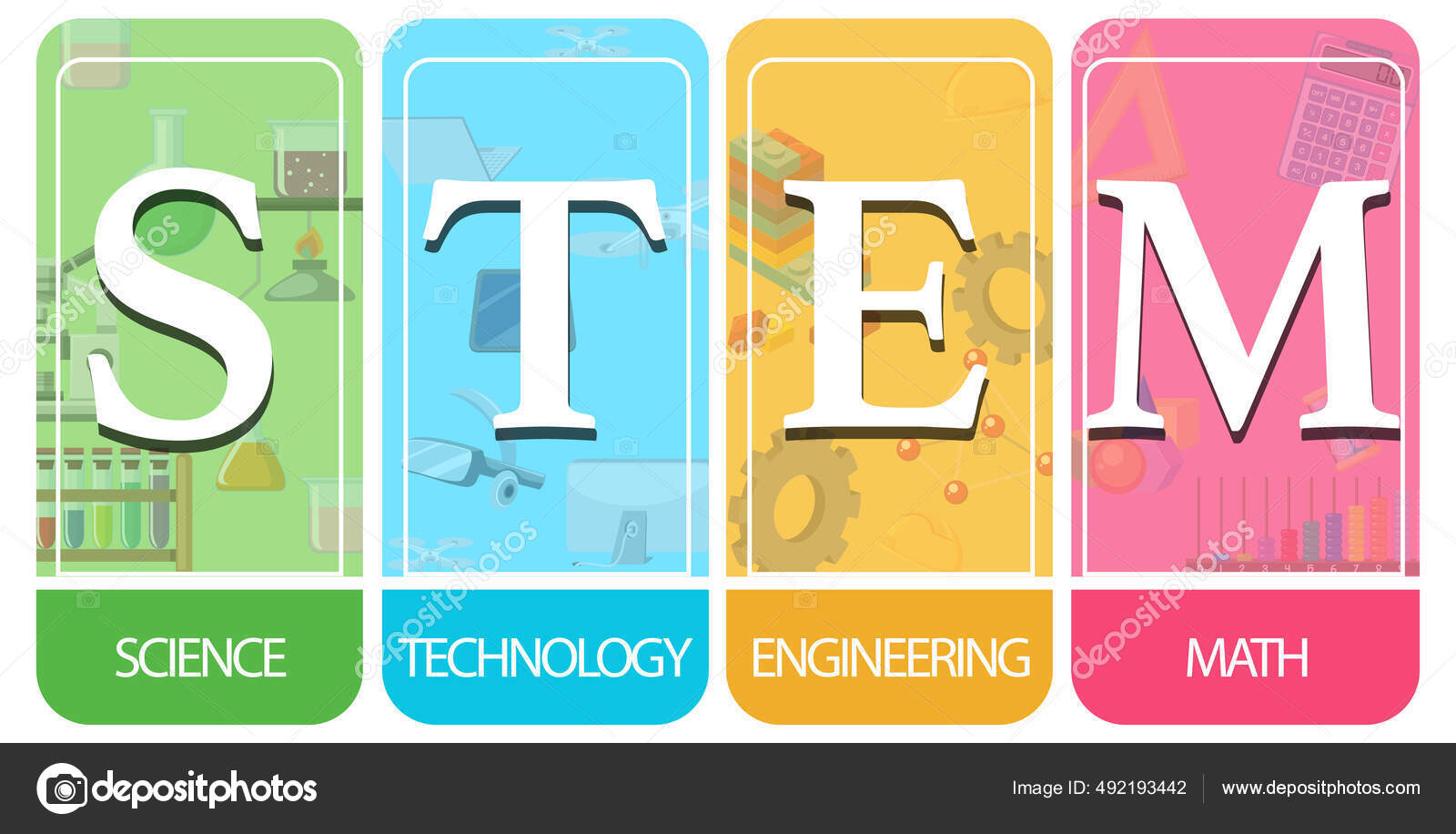 Colourful Stem Education Text Icon Illustration Stock Vector Image by ...