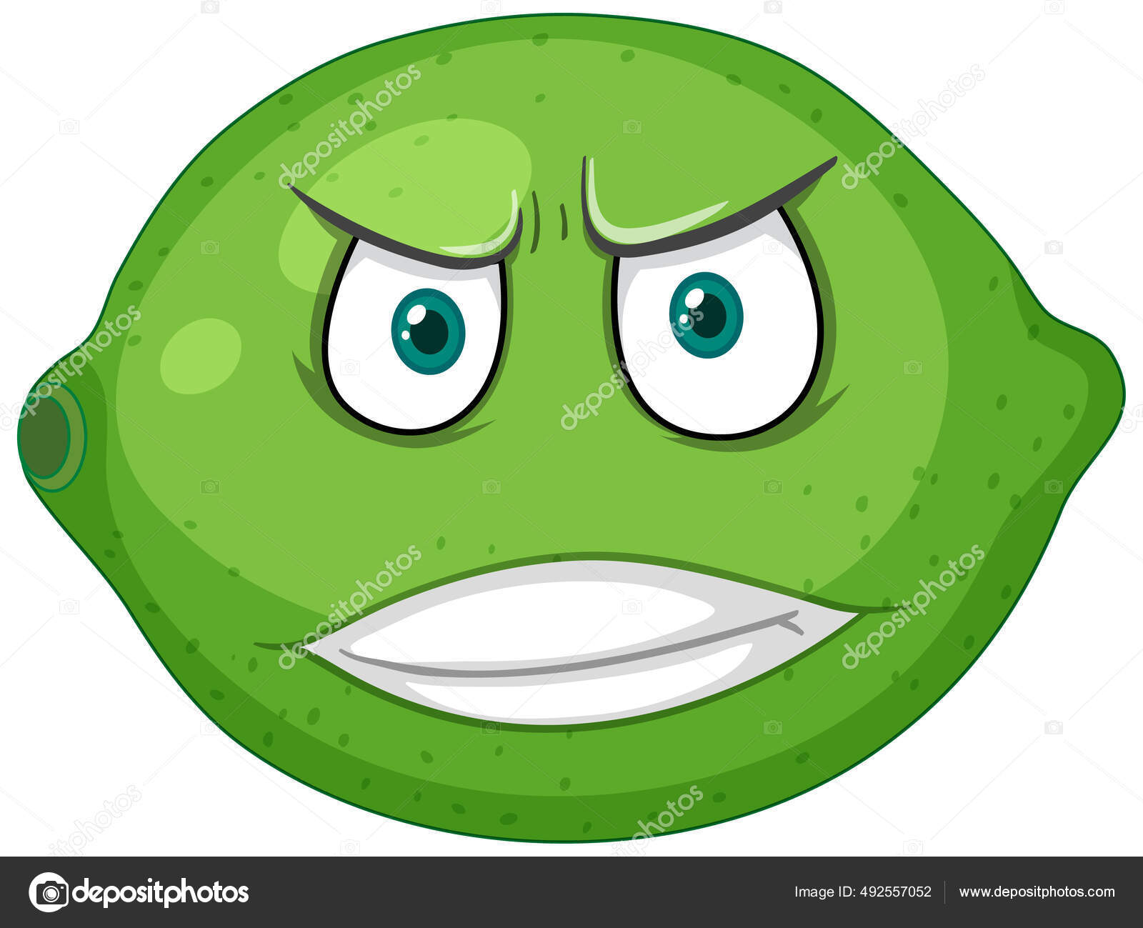 Karakter Kartun Lemon Hijau Dengan Ekspresi Wajah Marah Pada Ilustrasi ...