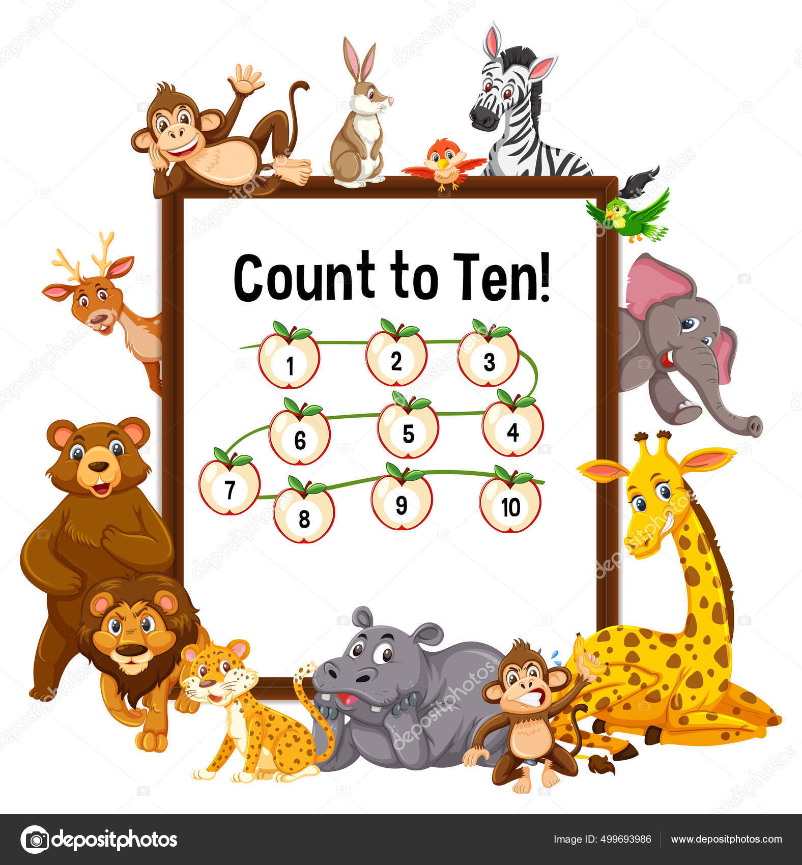Count Ten Board Wild Animals Illustration Stock Illustration by ©brgfx ...
