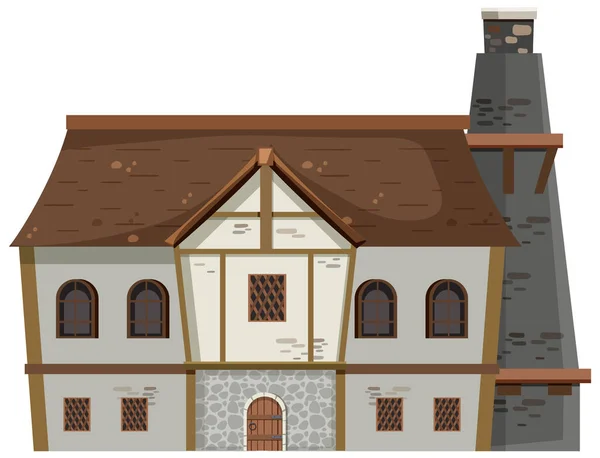Ancient Medieval Manor House White Background Illustration Stock Vector ...