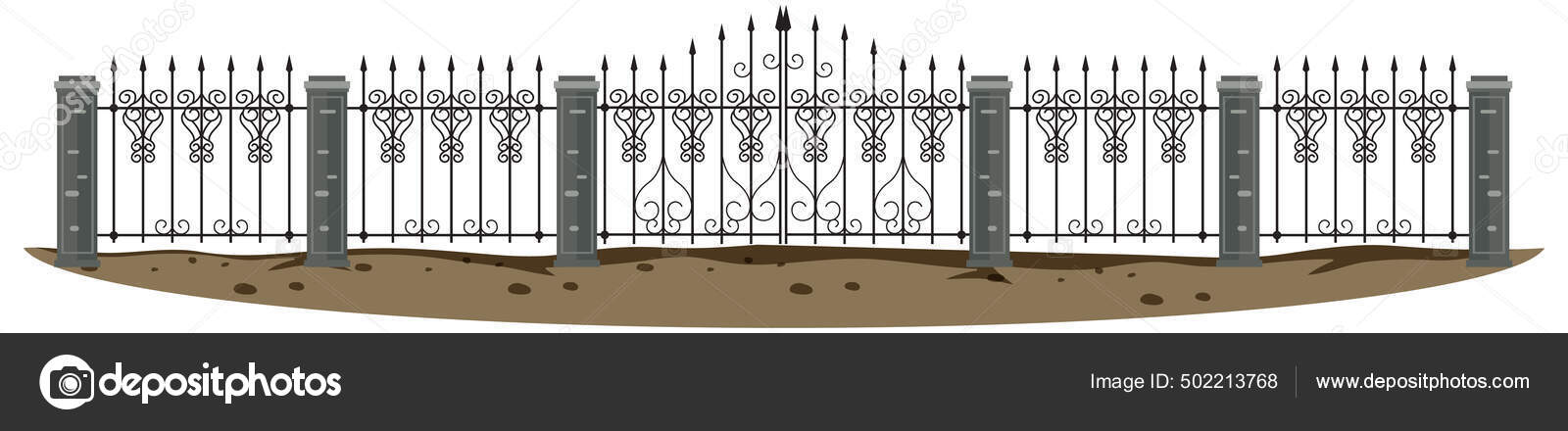 Gothic Metal Gate White Background Illustration Stock Vector by ©brgfx ...