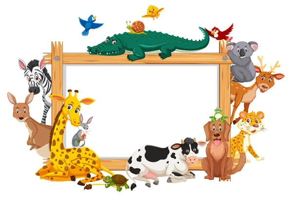 Empty Banner Many Different Wild Animals Illustration Stock Vector by ...