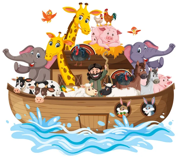 Animals Noah's Ark Floating Ocean Scene Illustration Stock Vector by ©brgfx 479404512