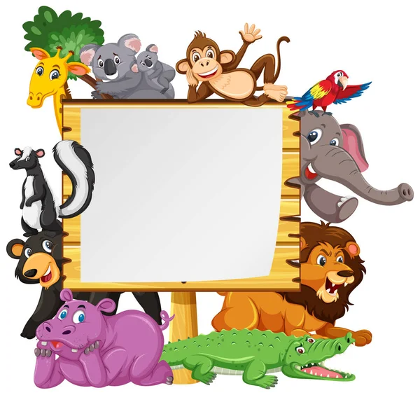 Empty Banner Many Different Wild Animals Illustration Stock Vector by ...