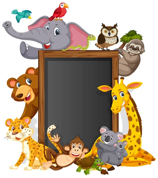 Empty Banner Many Different Wild Animals Illustration Stock Vector by ...