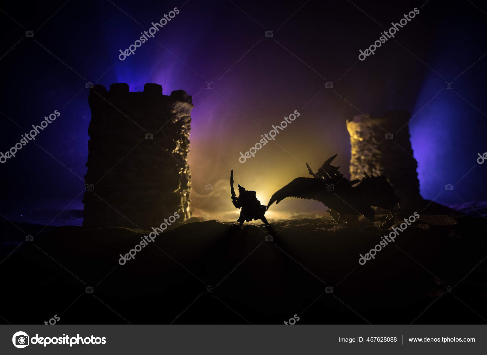 3d Dragon Attacking Castle