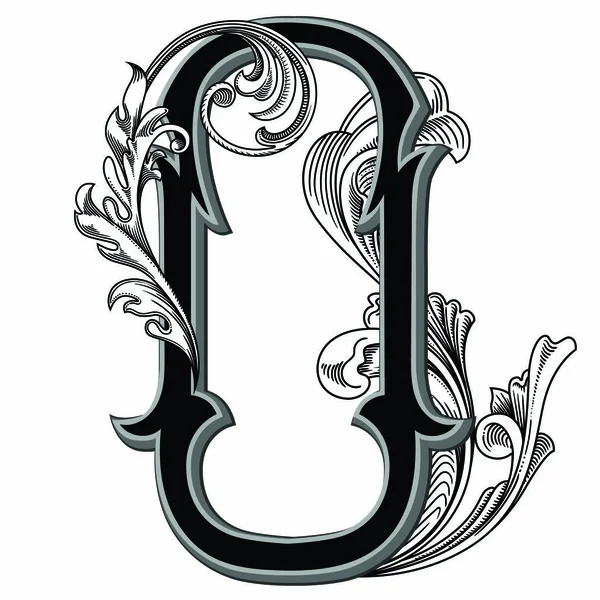 Vector Illustration Uppercase Letter Decorations Isolated White ...