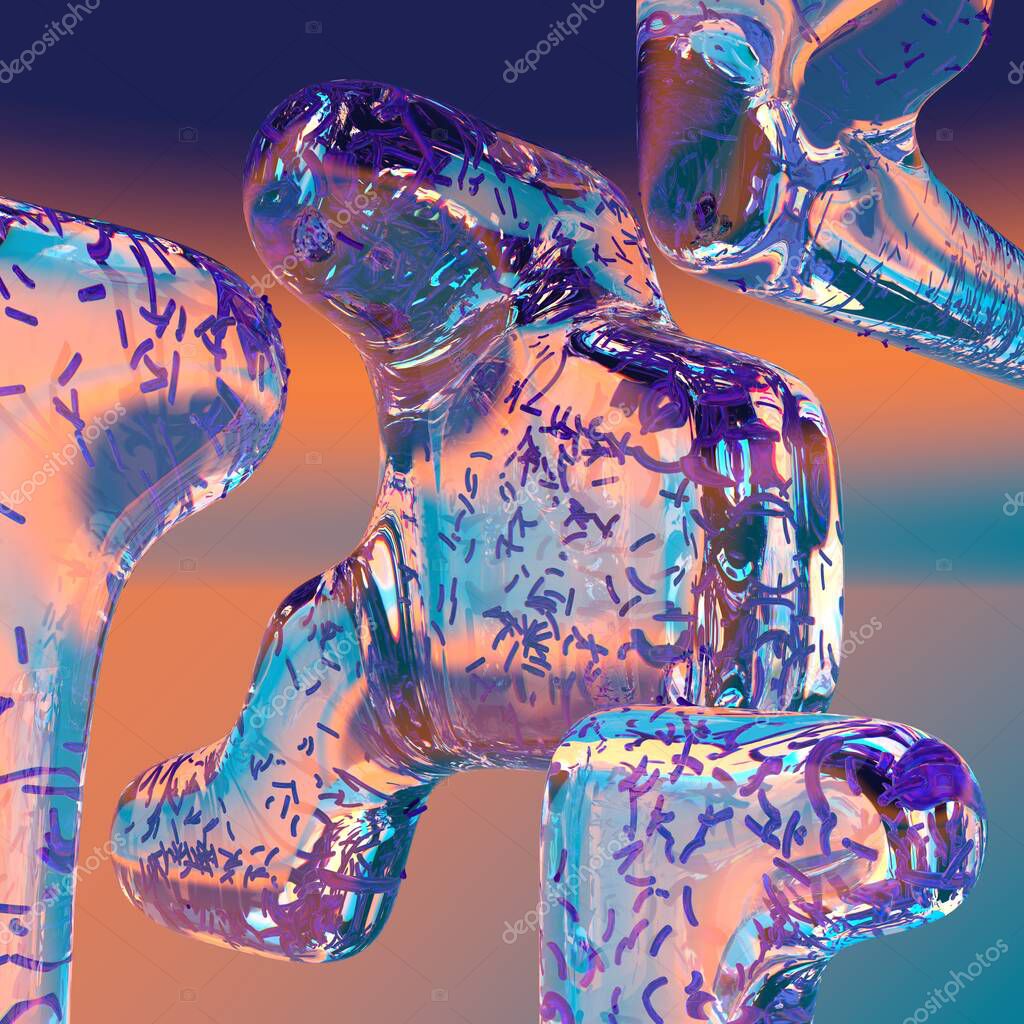 Formas transparentes abstractas con patrones de part culas peque as, 3D ...