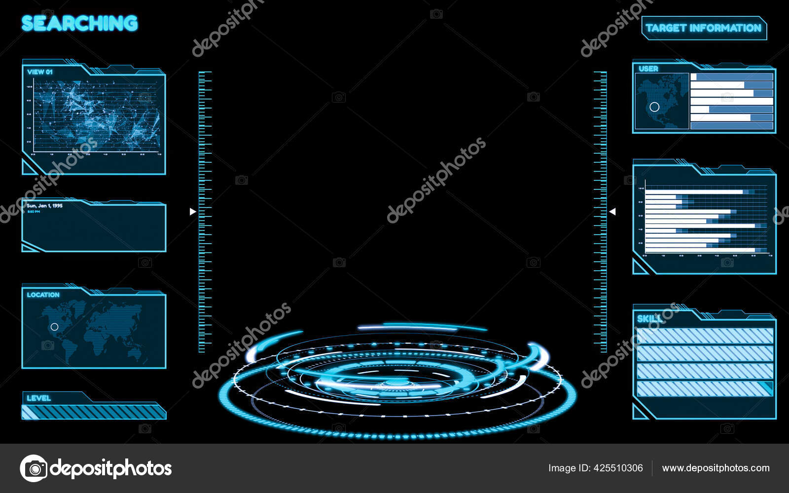 Futuristic user interface dashboard for big data analytic in information chart — Stock Photo ...