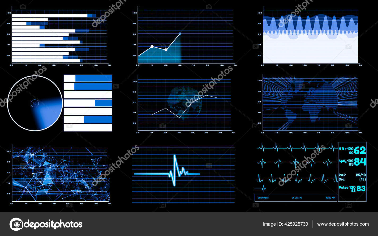 Futuristic user interface dashboard for big data analytic in information chart — Stock Photo ...