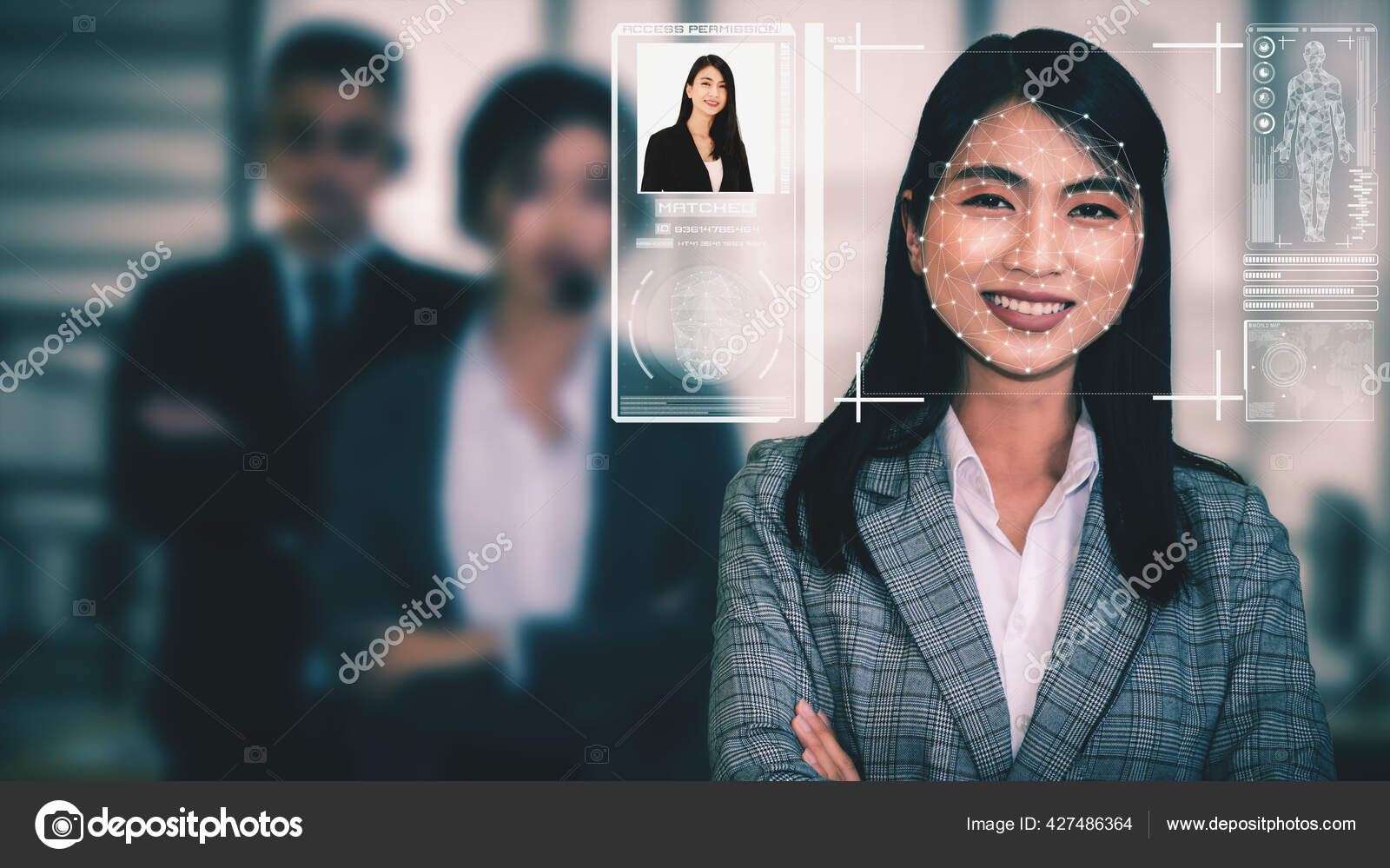 Facial recognition technology scan and detect people face for ...