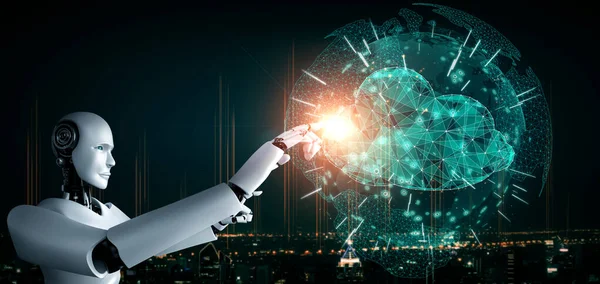 AI robot using cloud computing technology to store data on online ...