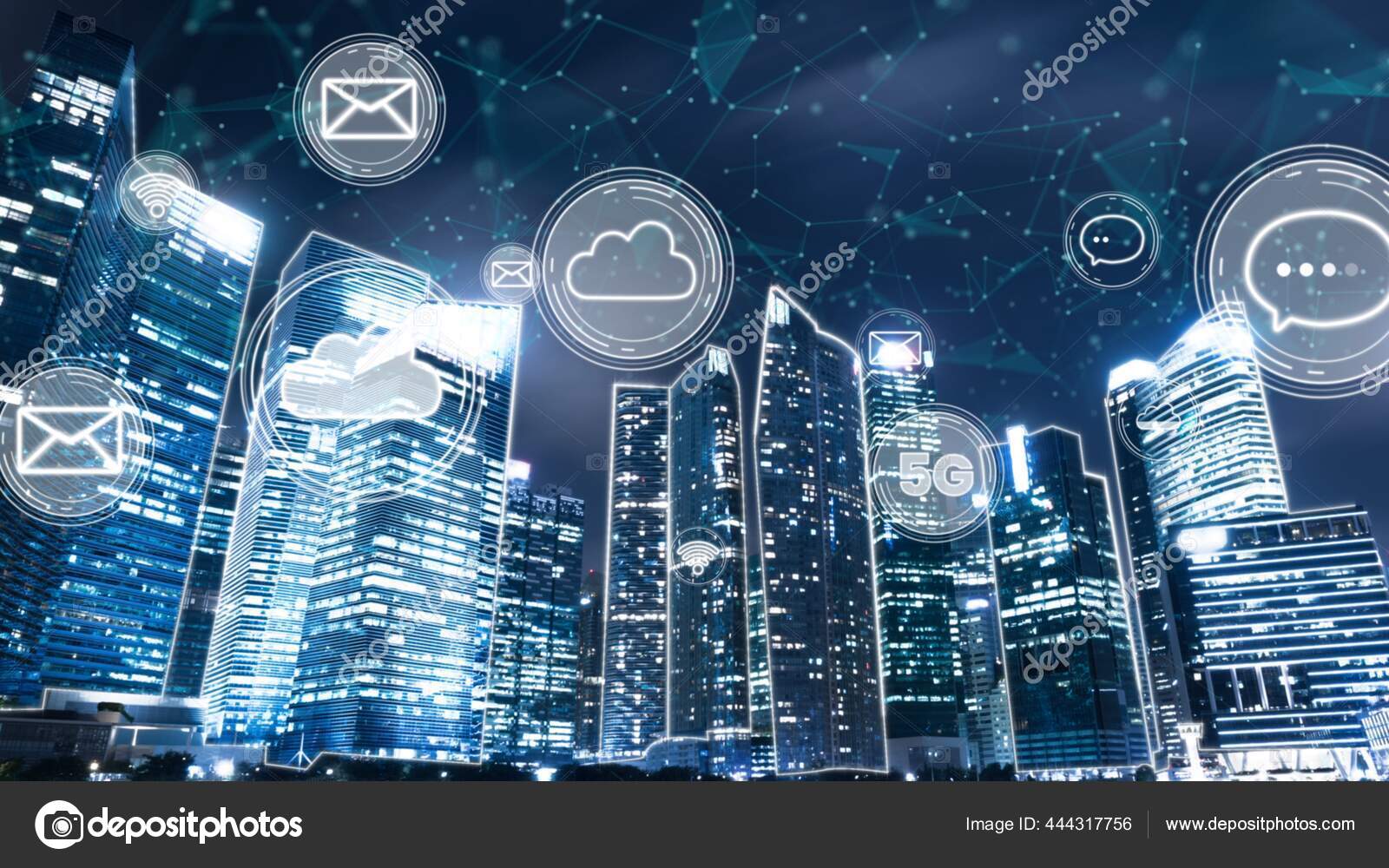 Smart digital city with globalization abstract graphic showing ...