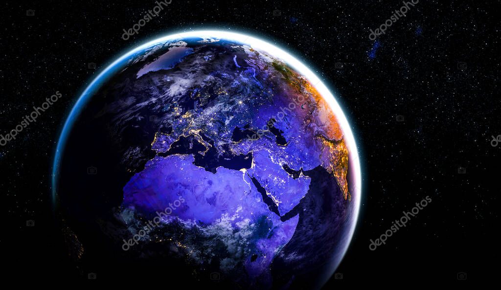 Planeta Tierra globo vista desde el espacio mostrando la superficie ...