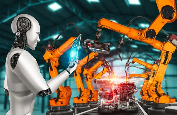 Mechanized industry robot and robotic arms for assembly in factory ...